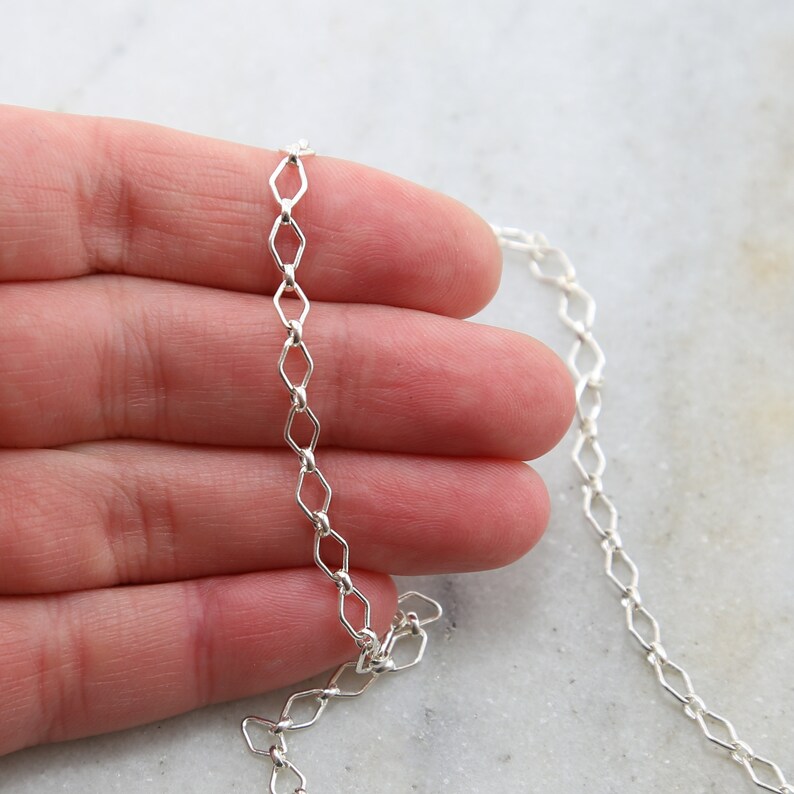 Sturdy Diamond Link Sterling Silver Chain 5.5mm X 4mm/ Sold by the Foot ...