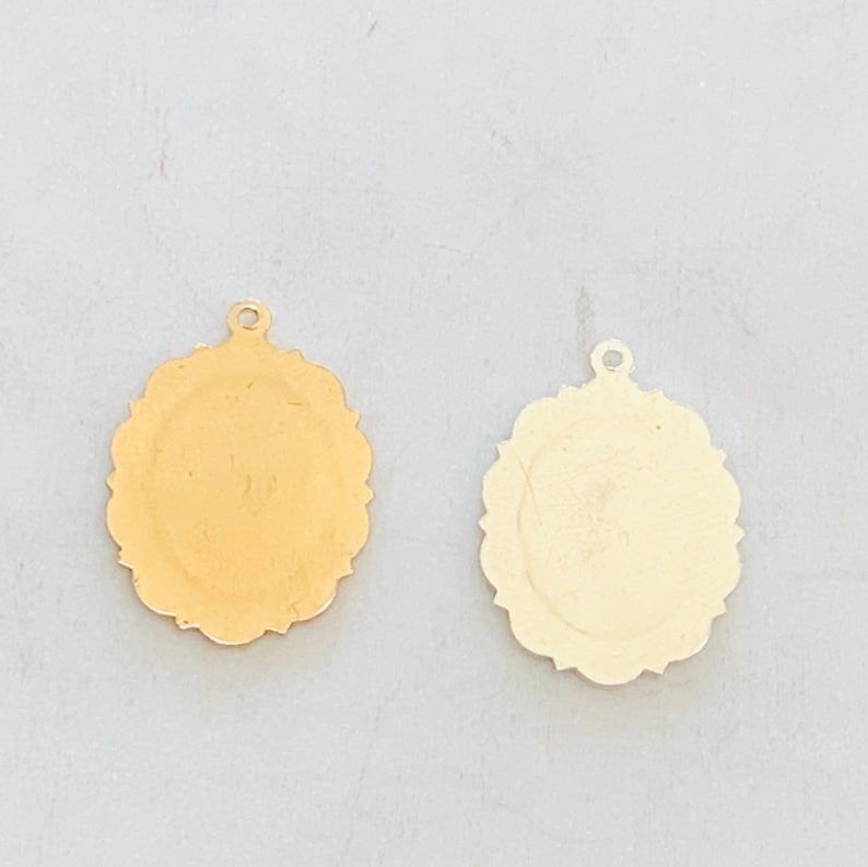21mm Gold Filled or Sterling Silver Flower Scalloped Medallion Oval ...