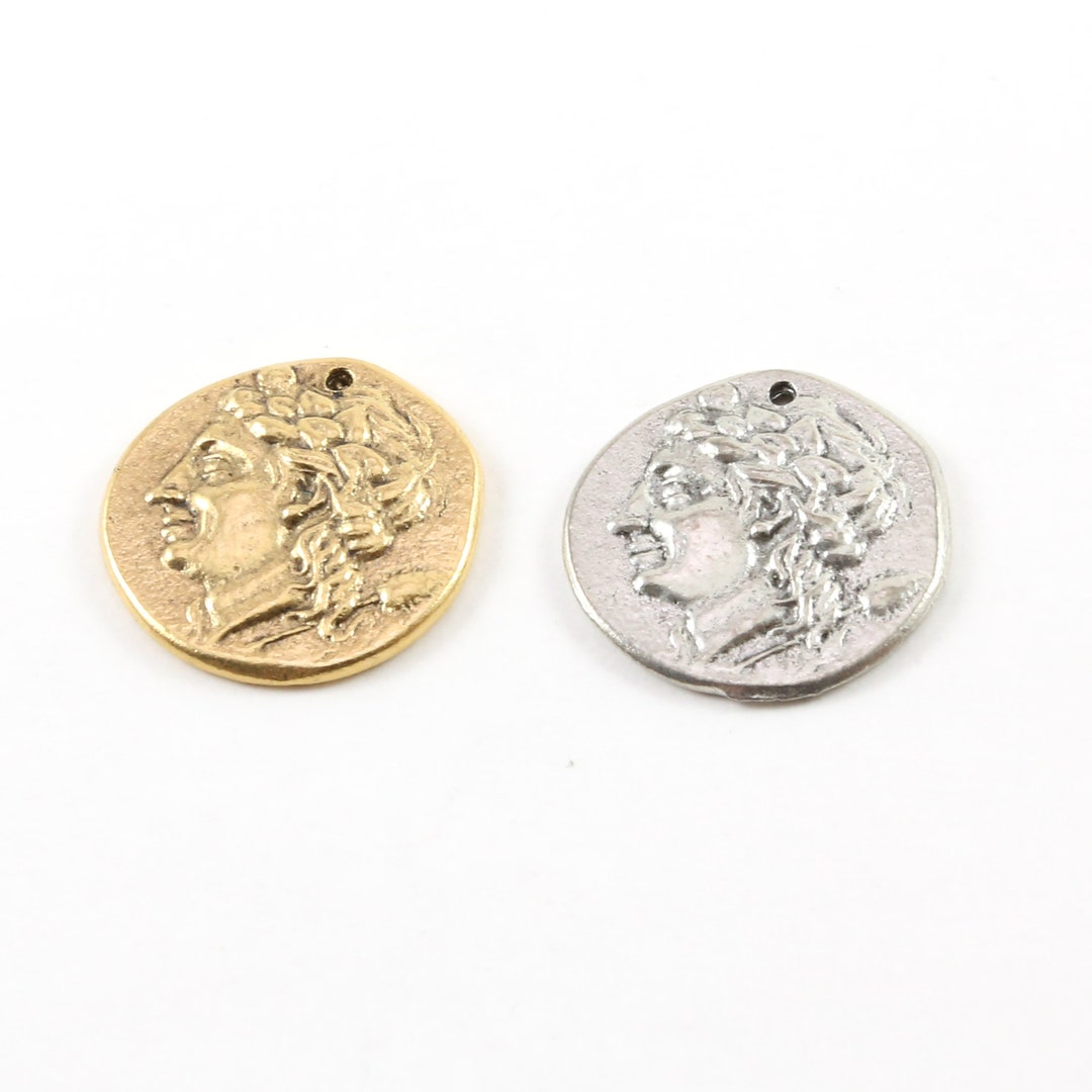 Ancient Greek Coin Symbol Double Sided Sculpture Medallion Charm ...