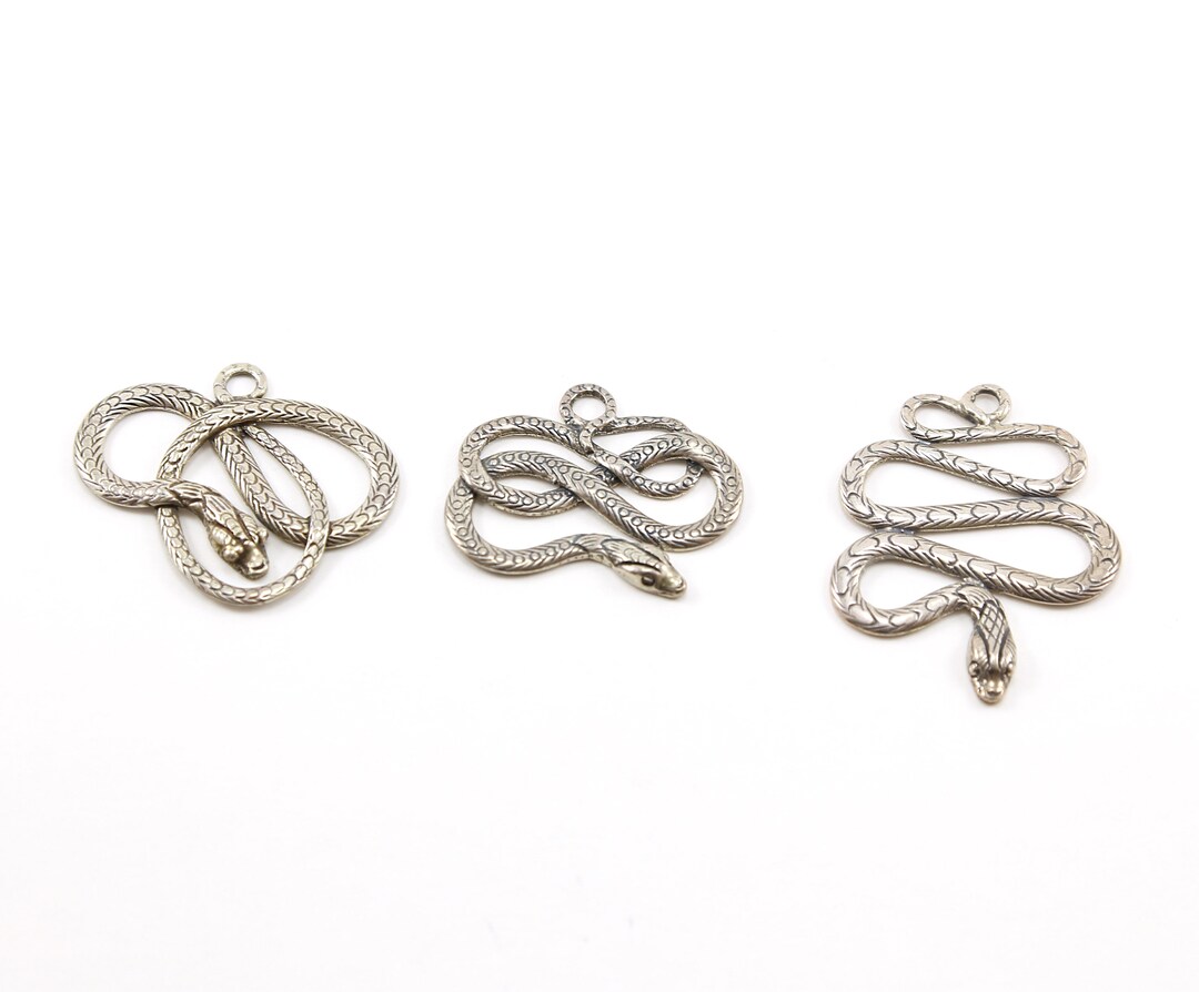 Sterling Silver Coiled Snake Charms Choose Your Charm Textured Flat ...