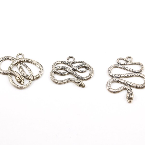 Silver Snake Charm - Etsy