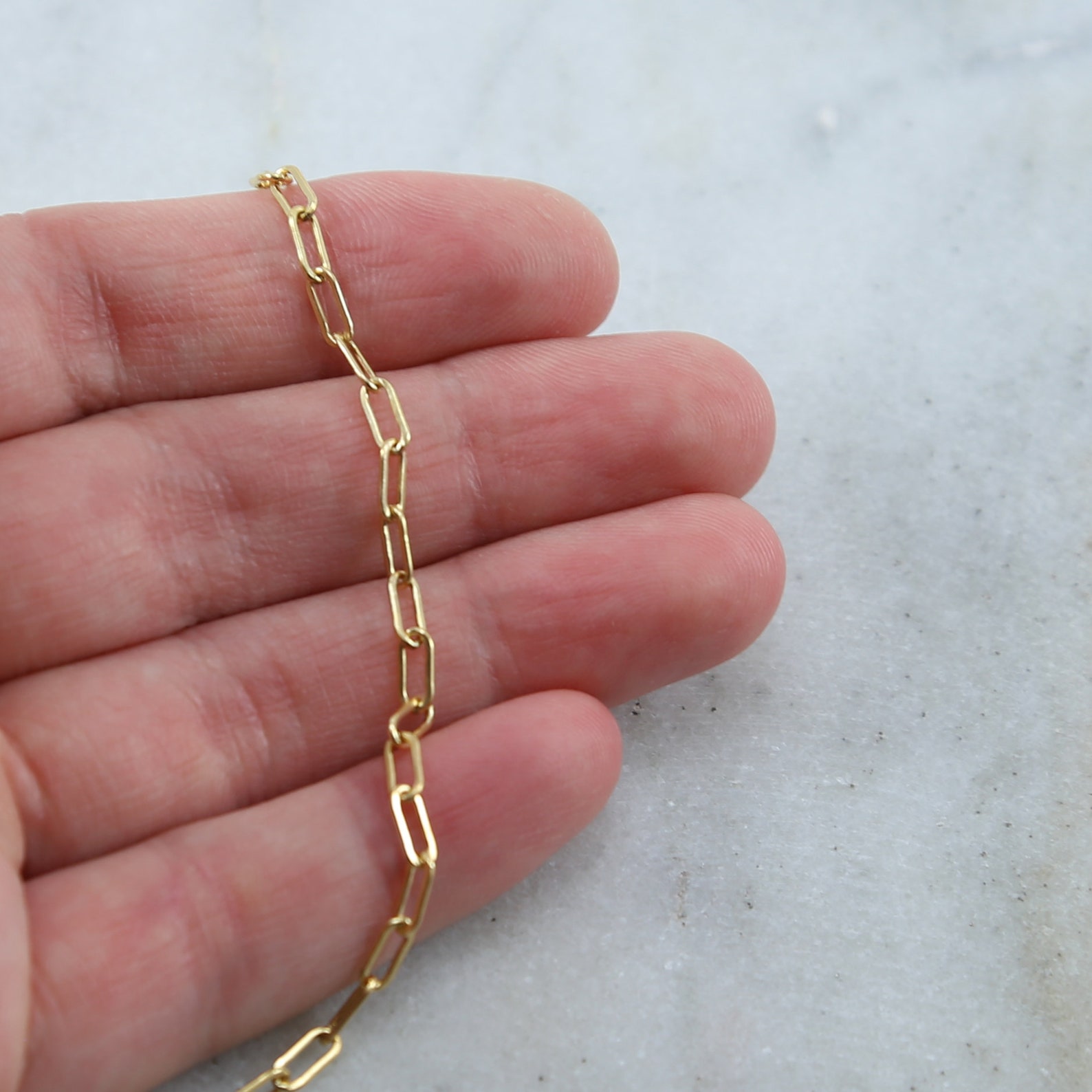 6mm X 2.5mm Thick Elongated Flat Rectangle Cable Chain Box Chain 14K GF ...