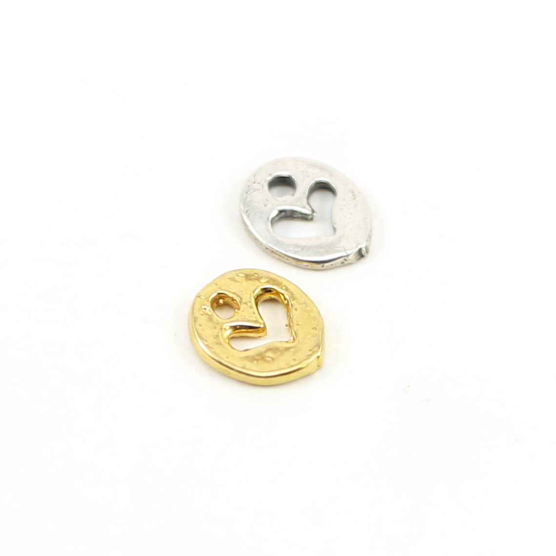 Oval Heart Silhouette Cut Out Charm in Sterling Silver or Vermeil Gold ...