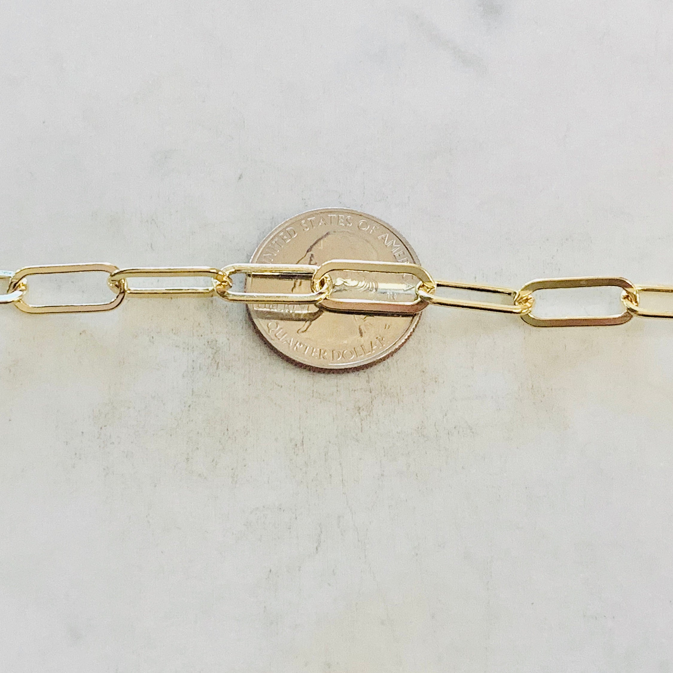 17mm x 7mm Thick Elongated Flat Drawn Rectangle Cable Box Chain 14K GF ...