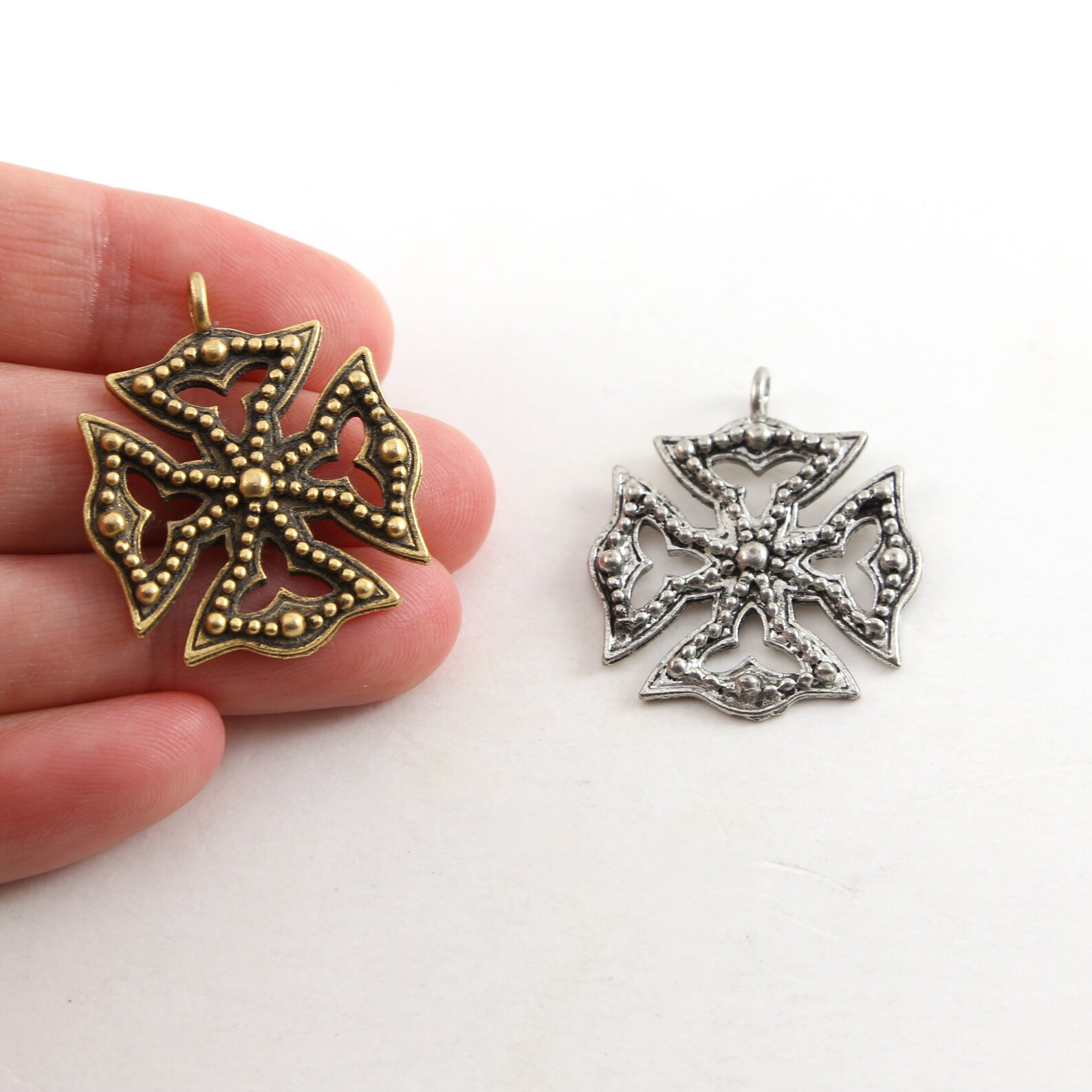 Large Detailed Aztec Beaded Cross Pendant Pewter Religious - Etsy