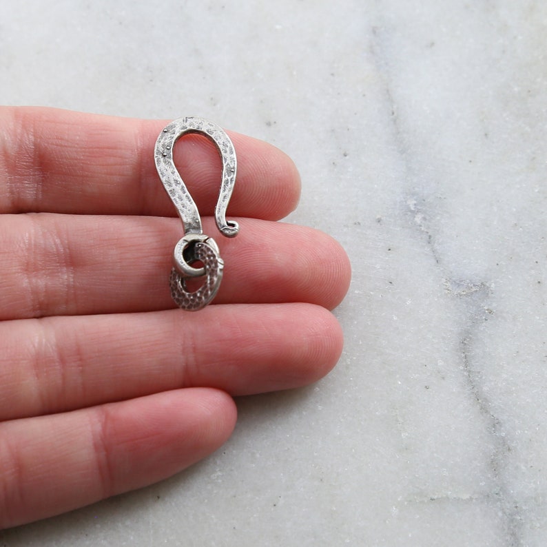 Hammered Textured Large Flat Hook Clasp in Sterling Silver or - Etsy