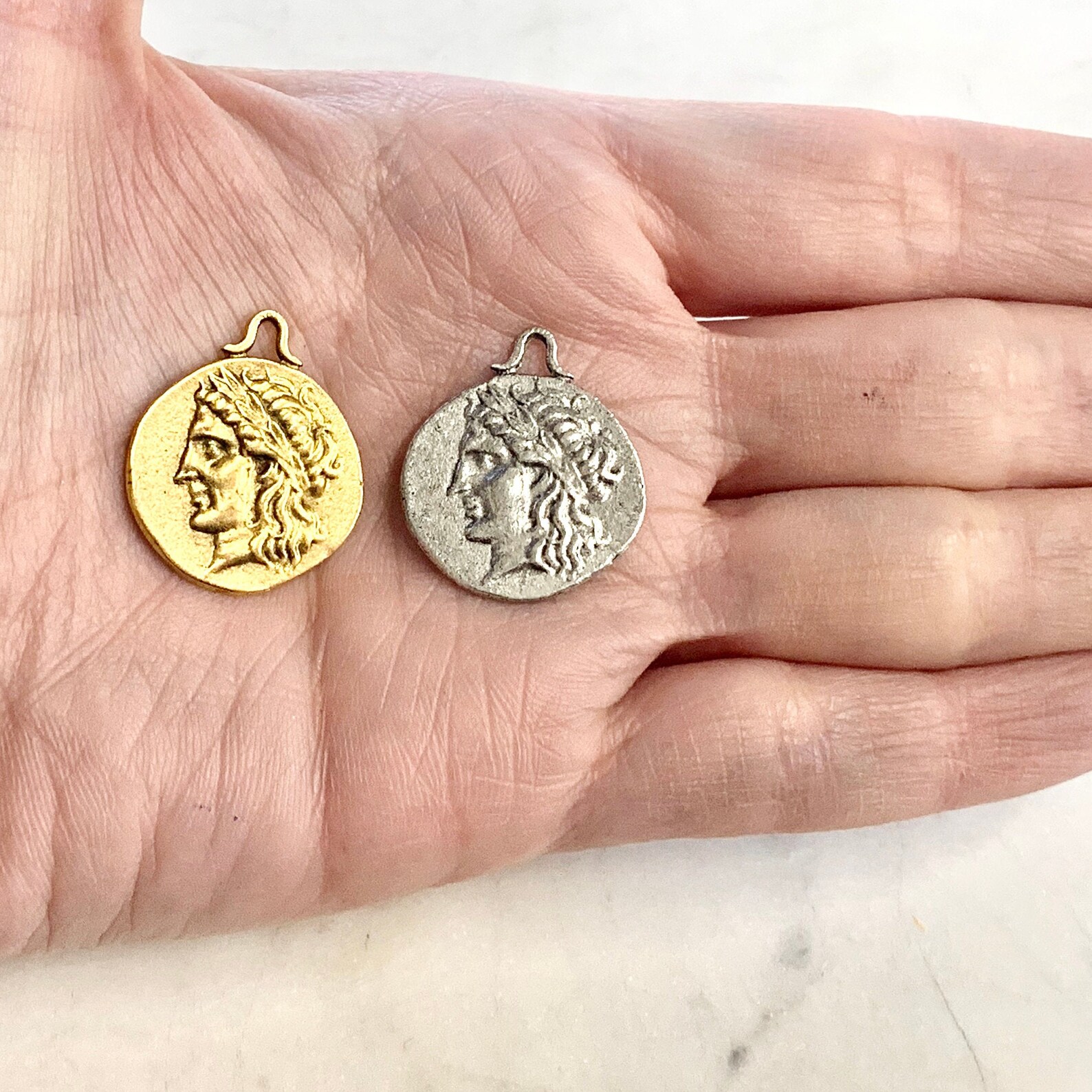 Ancient Greek Mythology Lion Symbol Double Sided Coin Medallion Charm ...