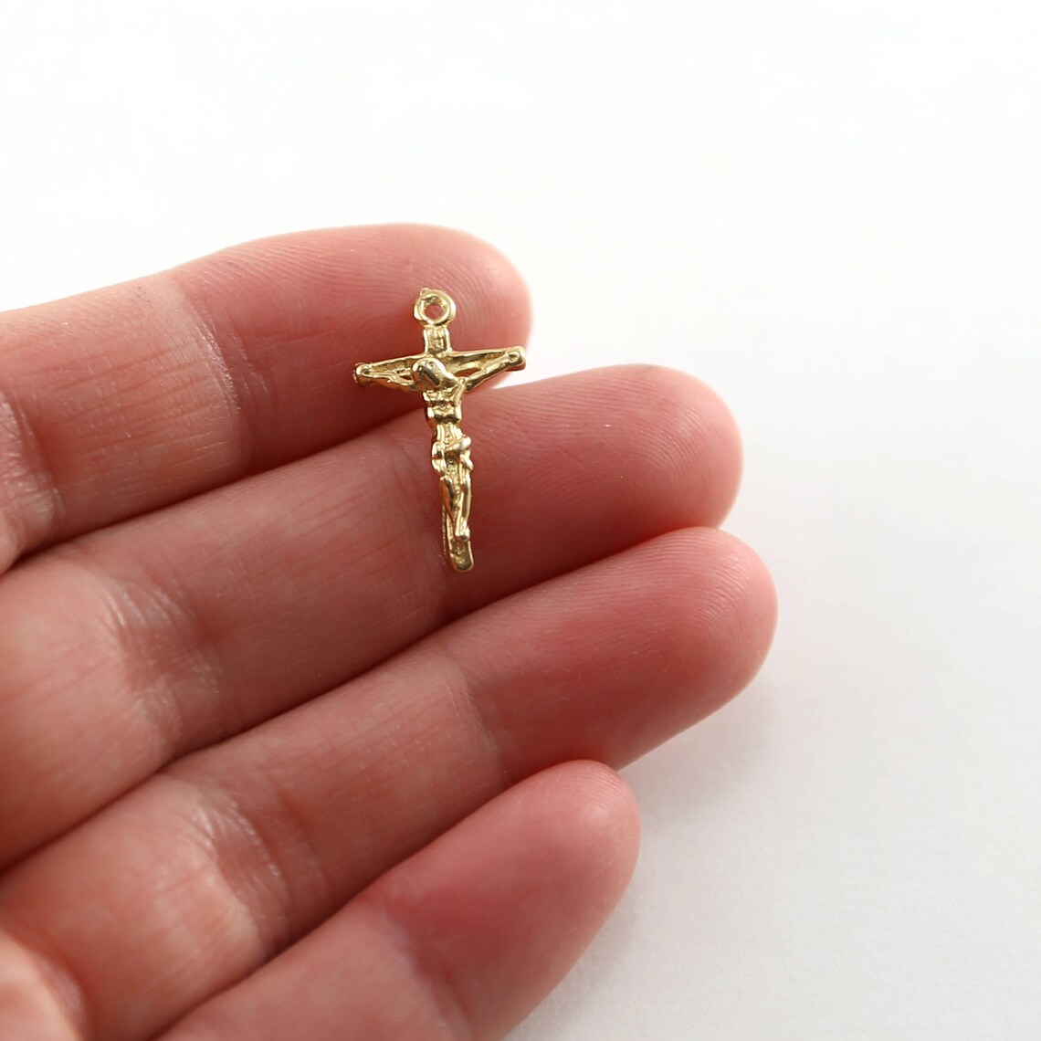 Mini Crucifix Charm in Sterling Silver and Vermeil Gold - Etsy
