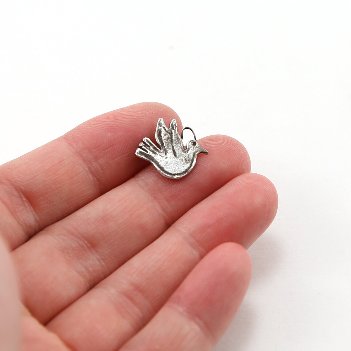 Whimsical Sterling Silver Dove Flying Bird Delicate Charm - Etsy