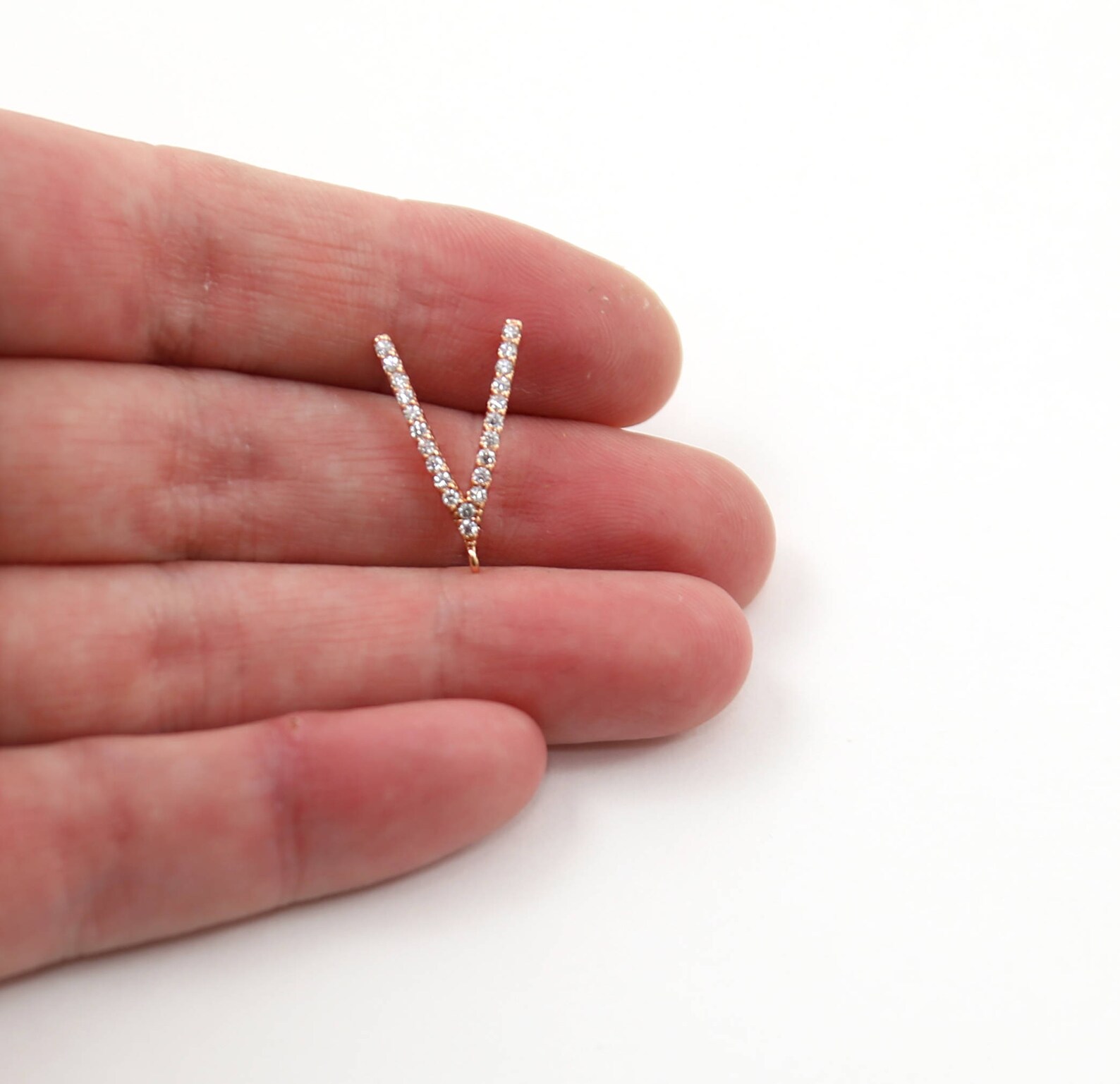 Chevron Pave CZ Cubic Zirconia Y Connector Charm Link Rhodium | Etsy