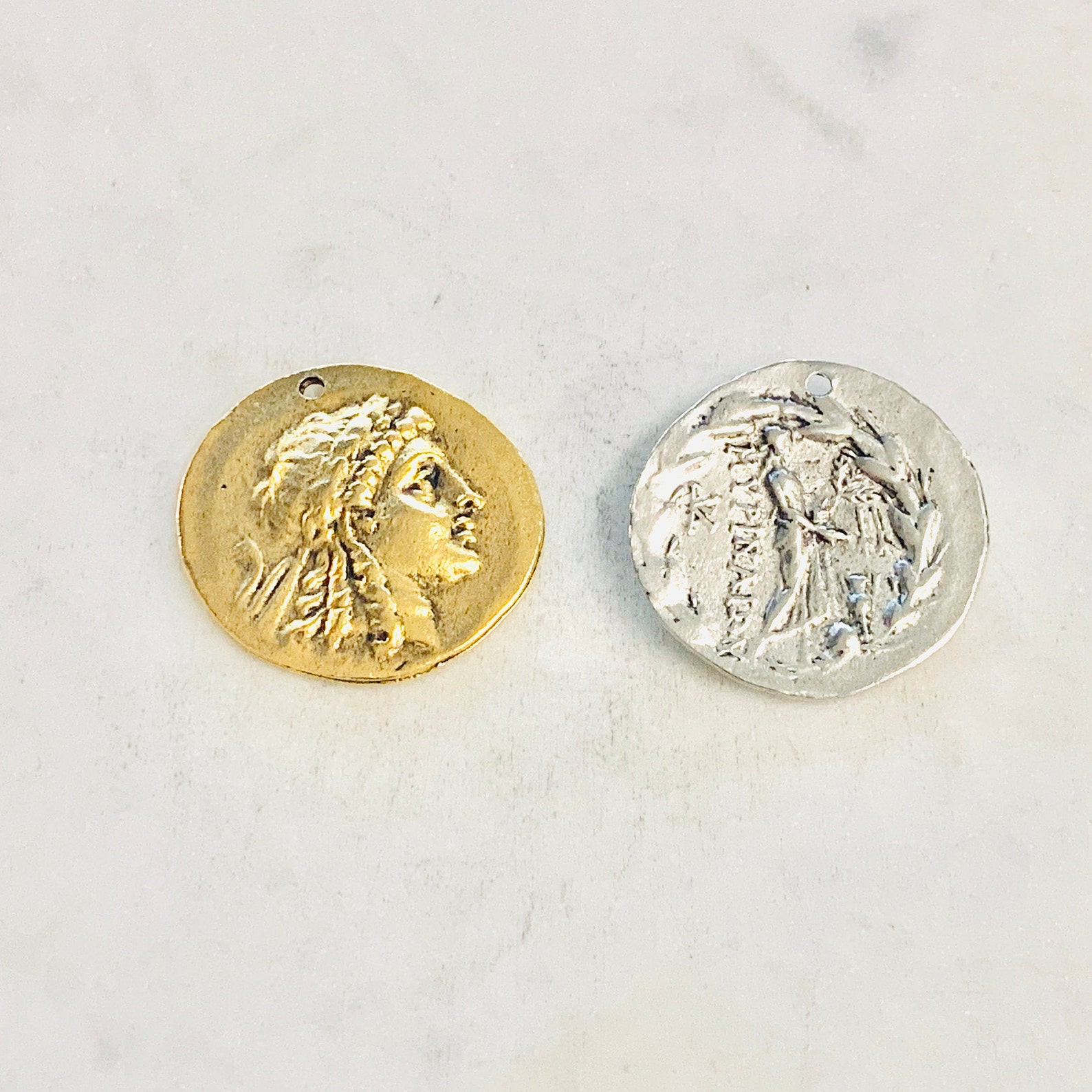 Large Ancient Greek Coin Symbol Double Sided Symbolic Branch With ...