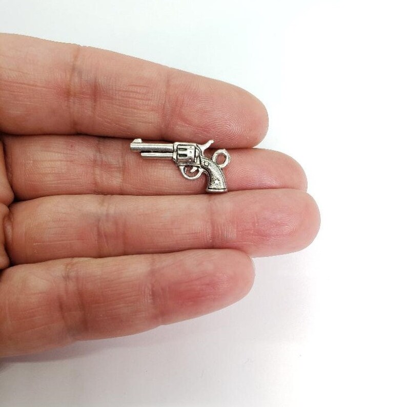 2 Pieces Pewter Revolver Gun Weapon Charms Police Firearm | Etsy