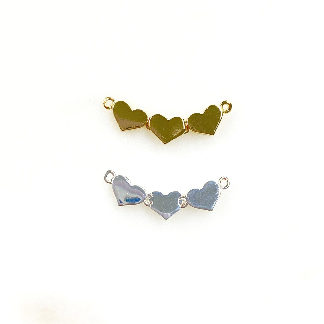 Three Linked Hearts Charm Choose Your Color Gold or Silver Tiny Gold or ...