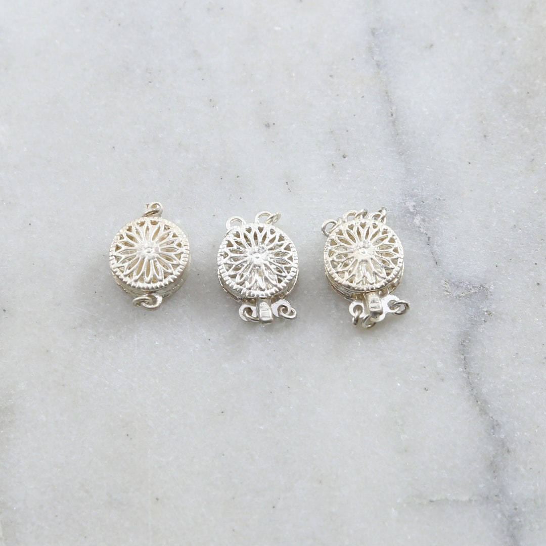 Single, Double, or Triple Strand Filigree Round Circle Clasp in ...