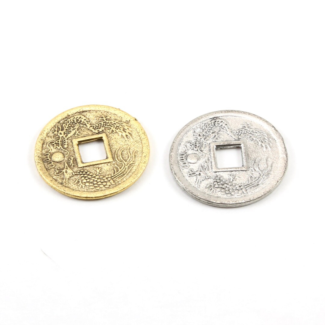 Chinese Dragon Phoenix Coin Medallion Charm Symbol Pendant Circle ...