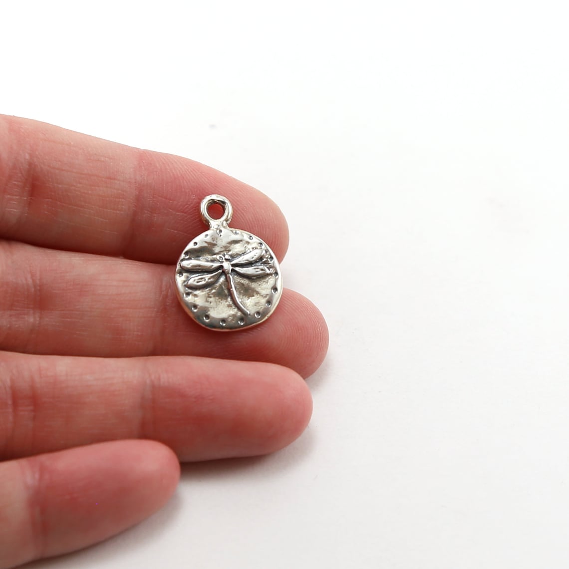 Sterling Silver Dragonfly Raised Coin Charm Insect Nature Spring ...
