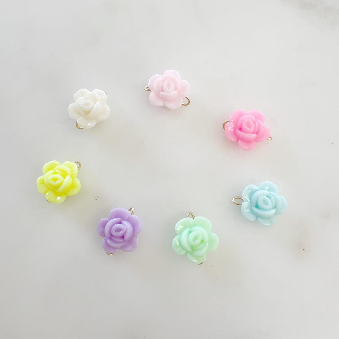 7 Pieces Cute Opaque Rose Flower Connector Charm Purse, Lip Gloss Key ...