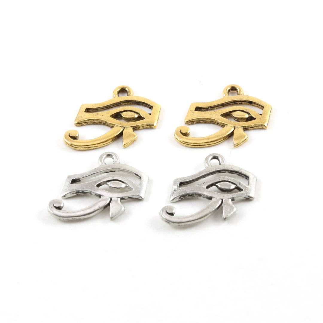 2 Pieces Pewter Eye of Ra Ancient Egyptian Charm in Antique Silver or ...