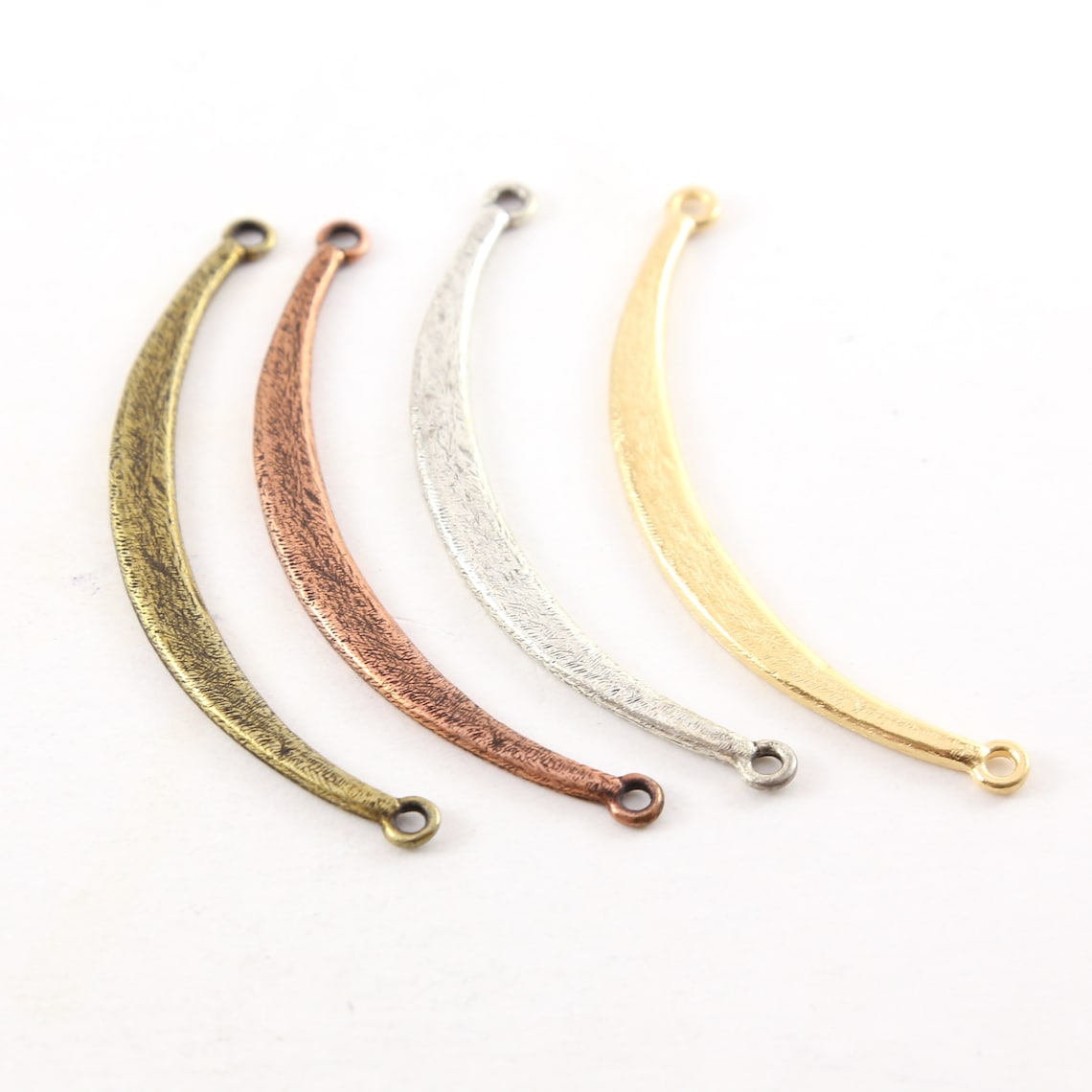 Long Thick Curved Textured Pewter Metal Connector Necklace Link Bar ...