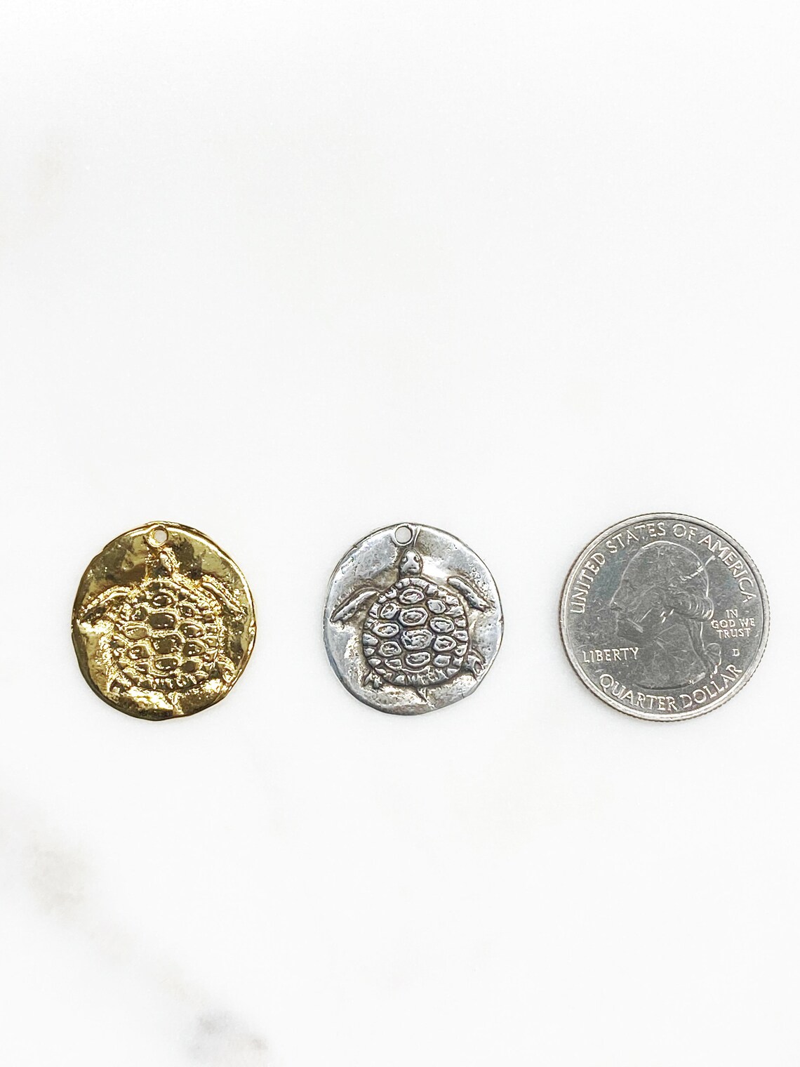 Raised Unique Turtle Coin Medallion Pendant in Vermeil or - Etsy