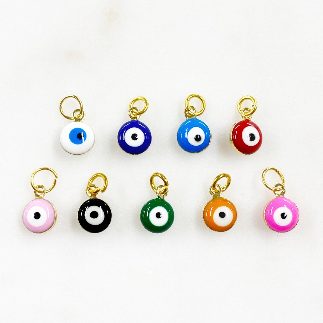 1 Piece Double Sided Evil Eye Charm With Ring Rounded Evil Eye ...