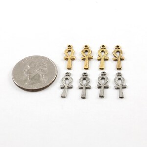 4 Pieces Tiny Small Egyptian Ankh Life Charm Pewter Base Metal Antique ...