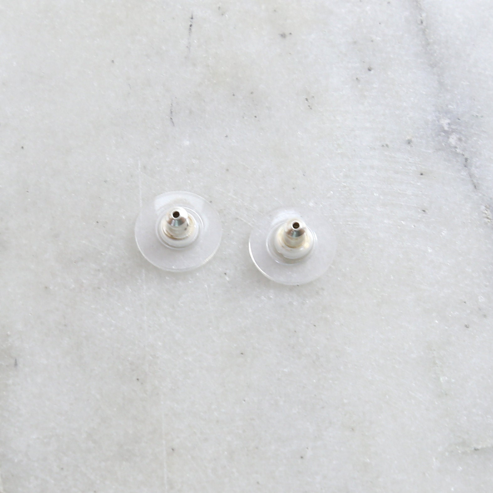 2 Pieces Sterling Silver Earring Nut Backing with Round Plastic Earring ...