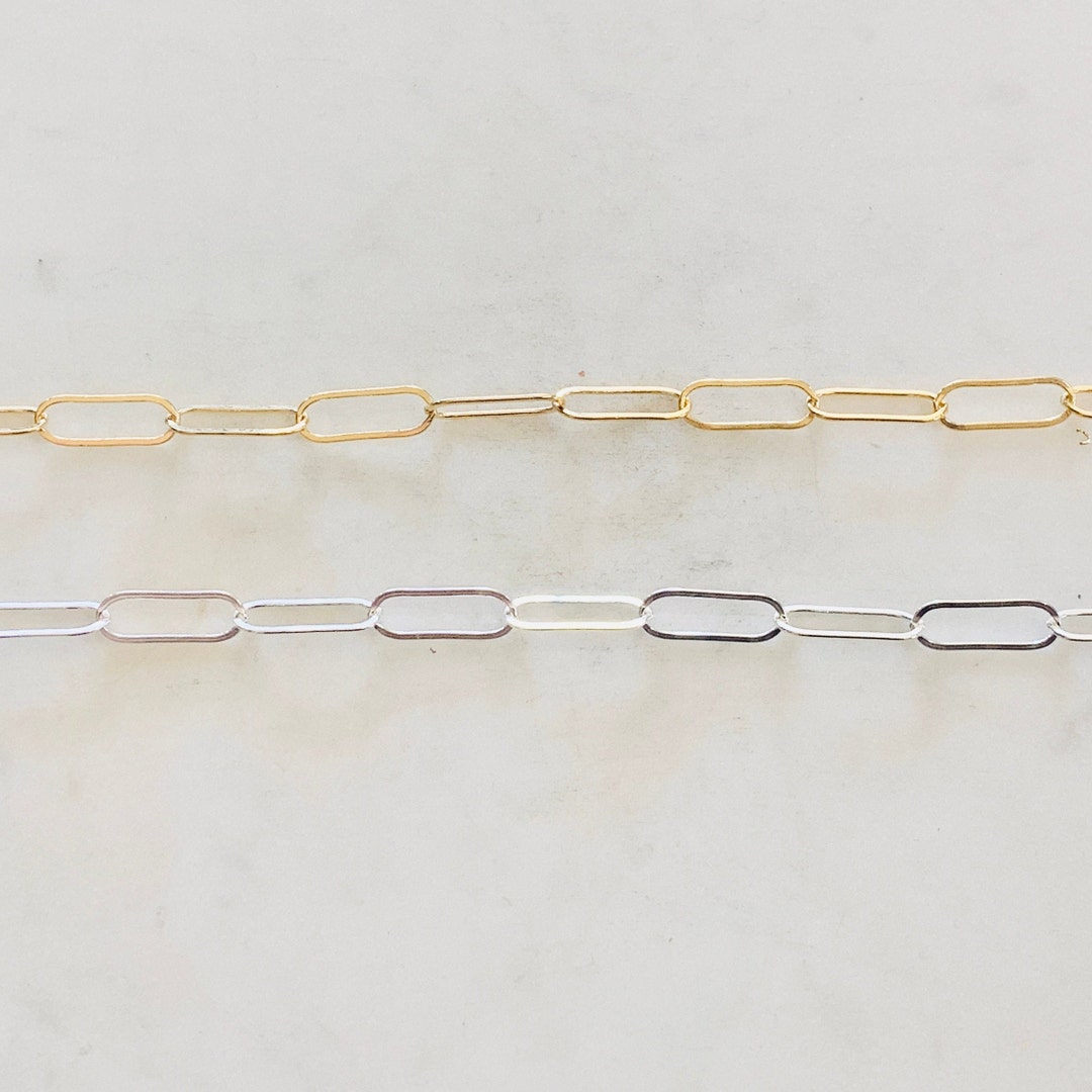 16mm X 5.5mm Light Elongated Flat Drawn Rectangle Cable Box Chain 14K ...