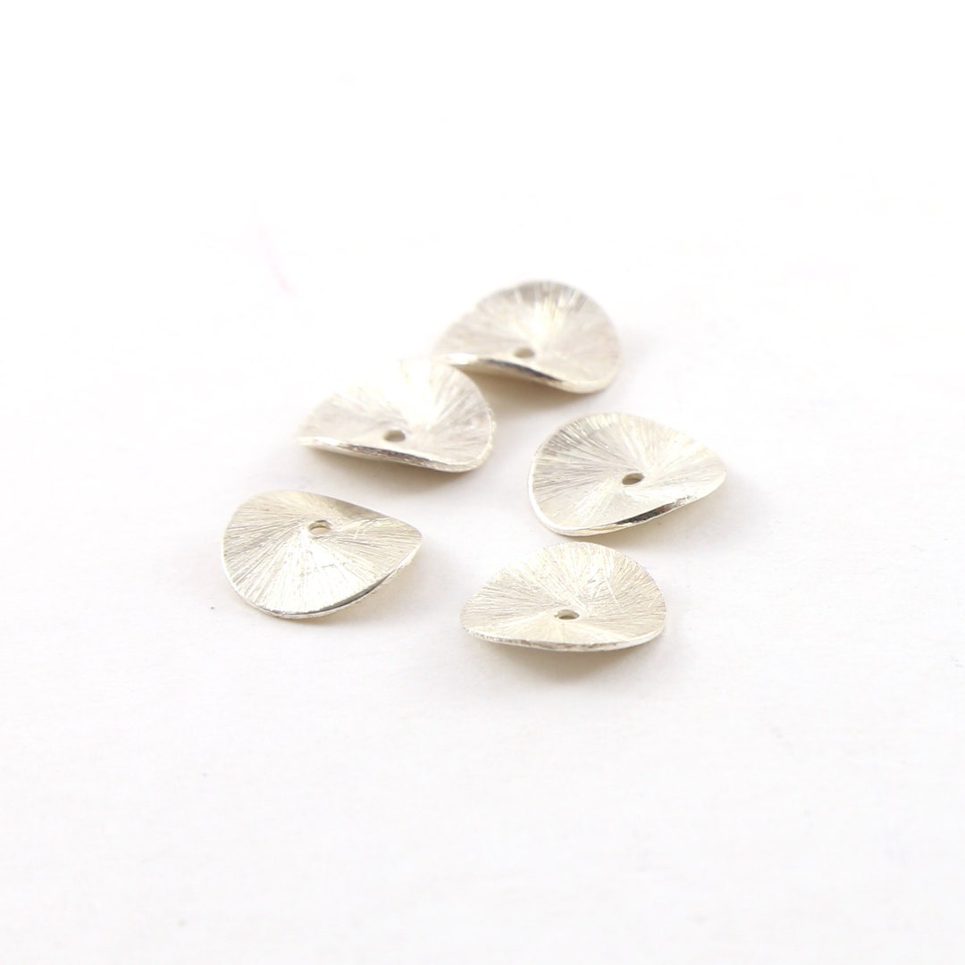 5 Pieces 12mm Sterling Silver Wavy Disc Rondelle Bead Potato Chip ...