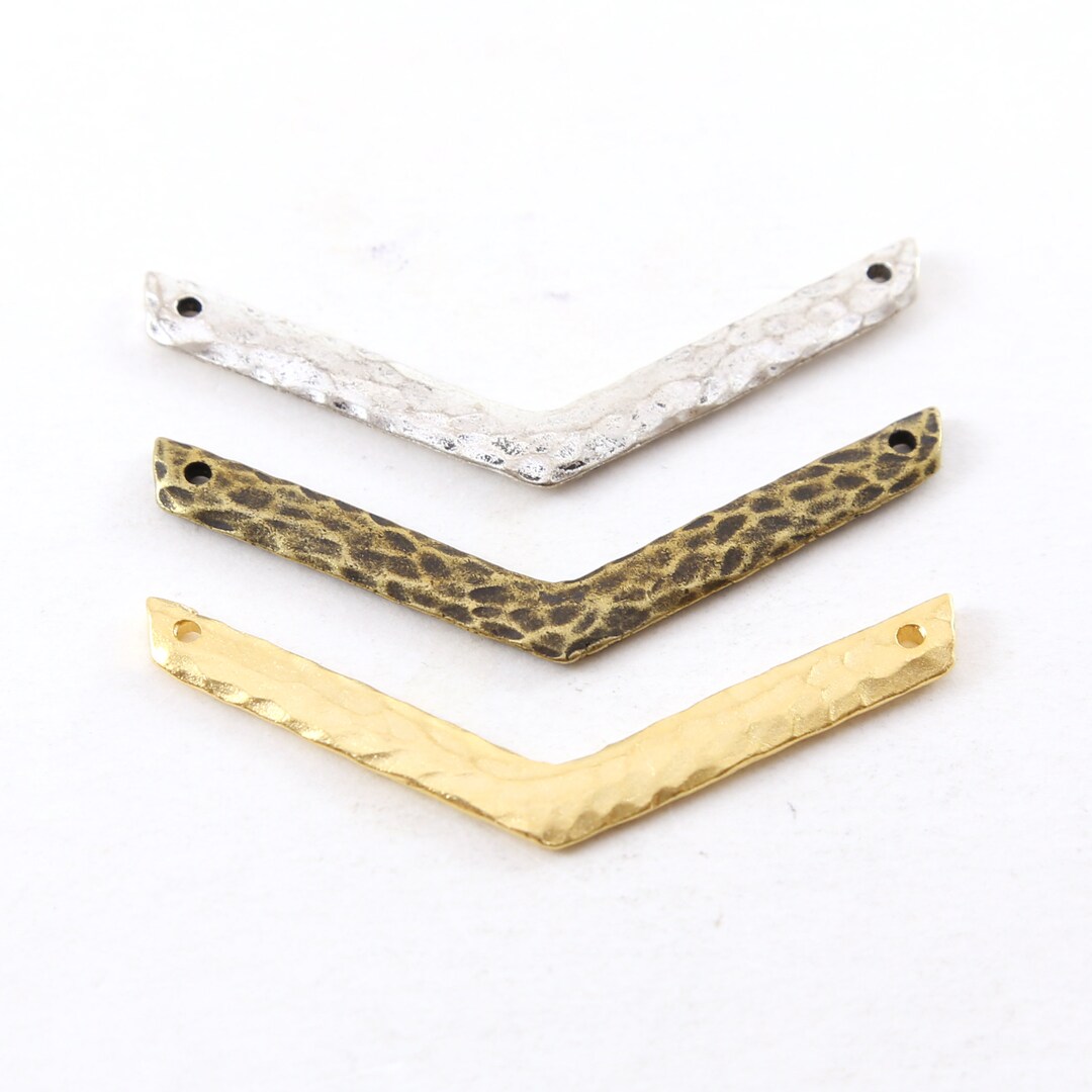 Hammered Textured Chevron Necklace Connector Bar Pewter Base Metal ...