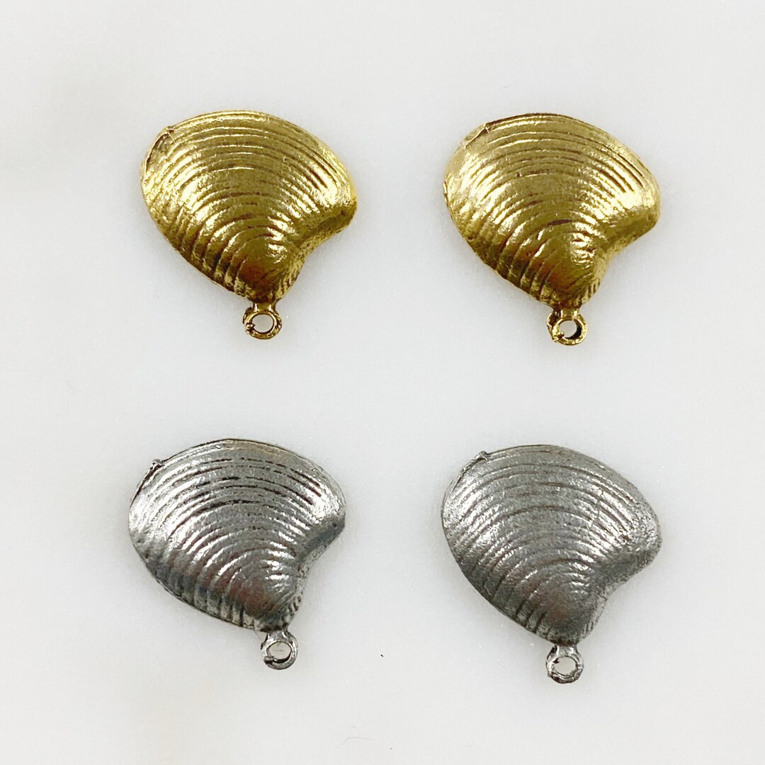 2 Piece Sea Shell Charm Pewter Base Metal Charm Choose Your Color ...