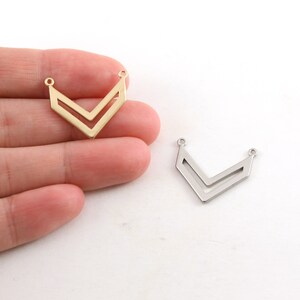 Open Chevron Necklace Connector Bar Pewter Base Metal Charm in Matte ...