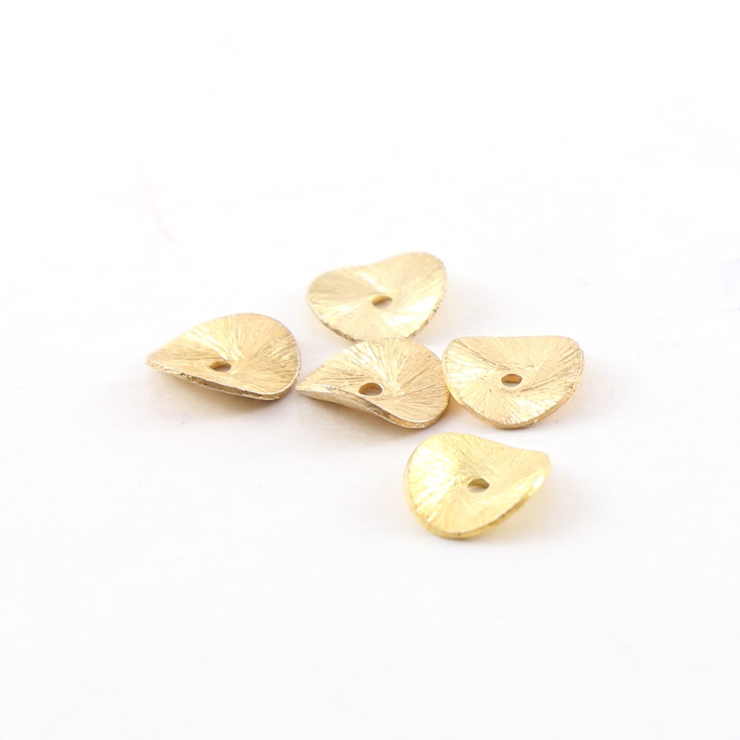 5 Pieces 10mm Vermeil Wavy Disc Rondelle Bead Potato Chip Spacer Beads ...