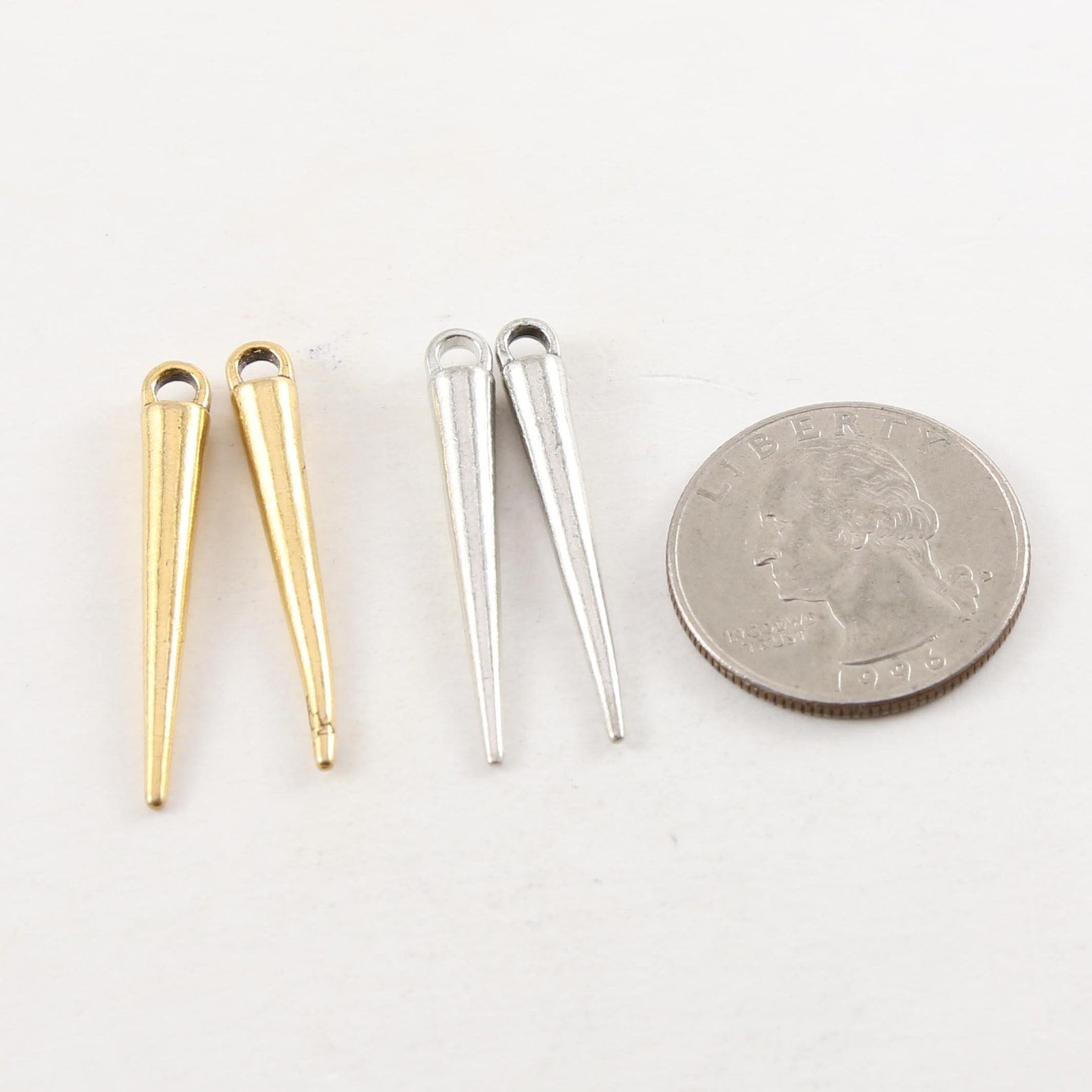 2 Pieces Pewter Metal Tall Long Spike Triangle Dagger Pendant - Etsy