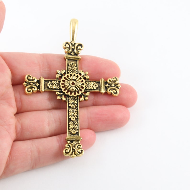 Extra Large Detailed Cross Pendant Pewter Religious Spiritual - Etsy