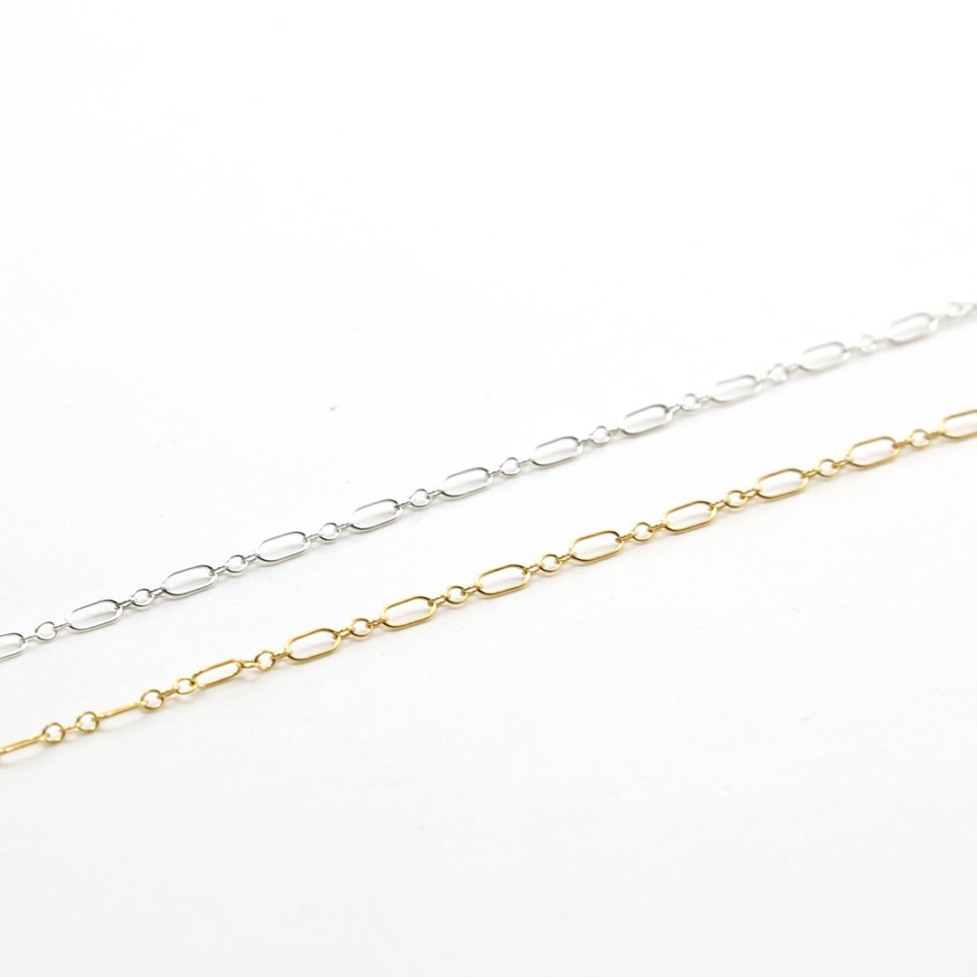 Sturdy Long and Short Rectangle and Circles 5mm X 3mm Link Chain in 14K ...