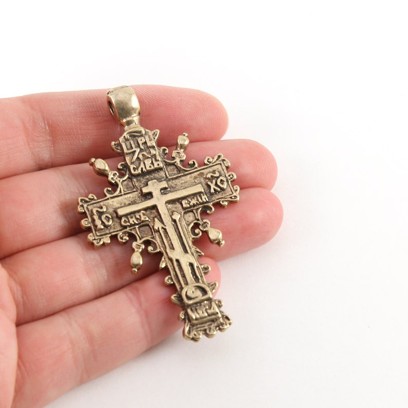 Large Detailed Gothic Cross With Script Pewter Pendant | Etsy