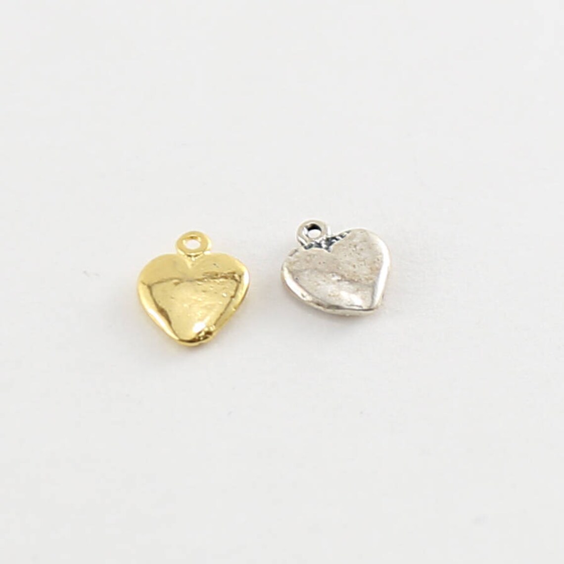 Mini Flat Heart Charm in Sterling Silver or Vermeil Gold Dainty Heart ...