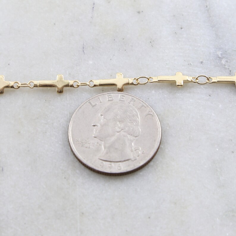 Gold Plated Base Metal Cross Link Chain Dainty Minimal Cross - Etsy