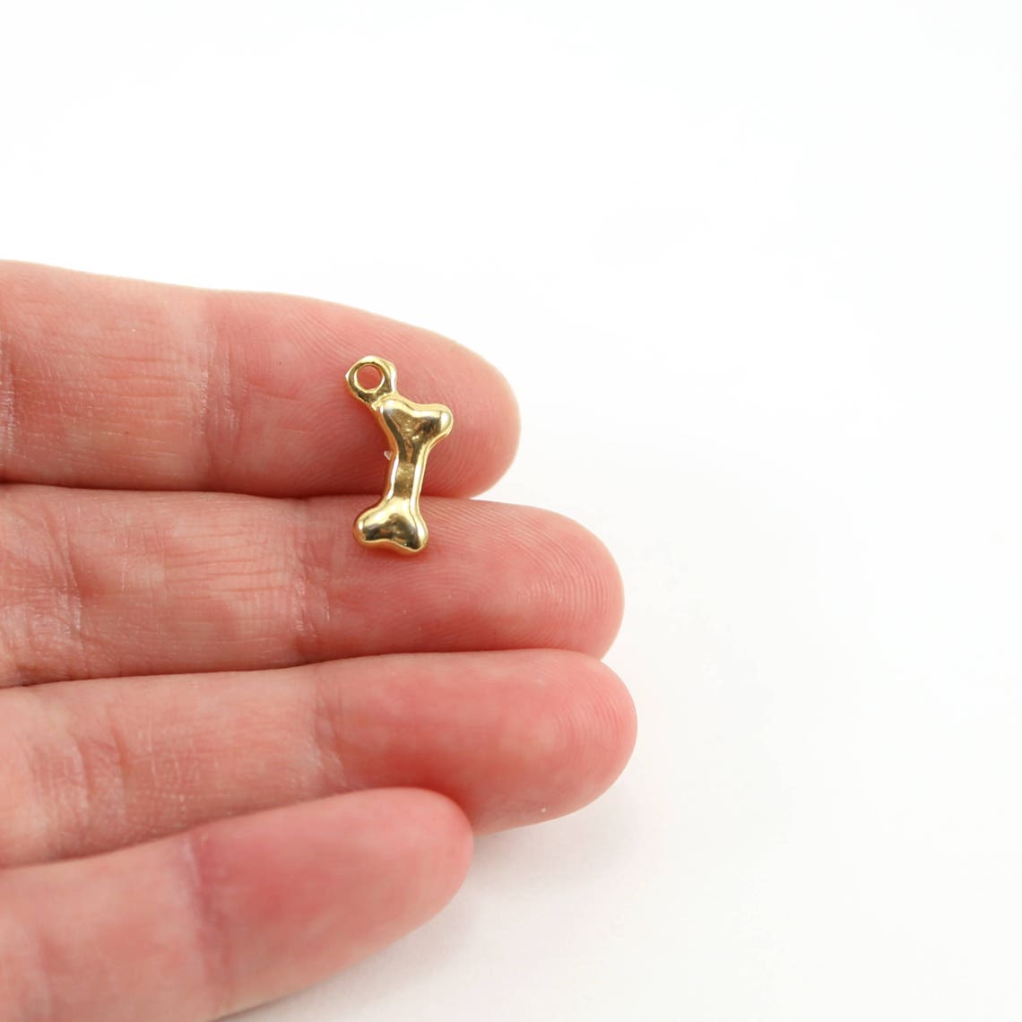 Mini Dog Bone Charm in Sterling Silver or Vermeil Gold Dog | Etsy