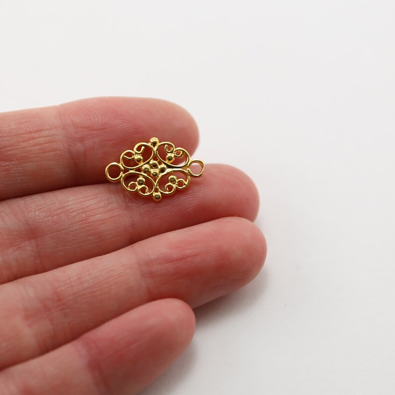 Ornate Fancy Scroll Link Connector Vermeil Gold Charm Necklace or ...