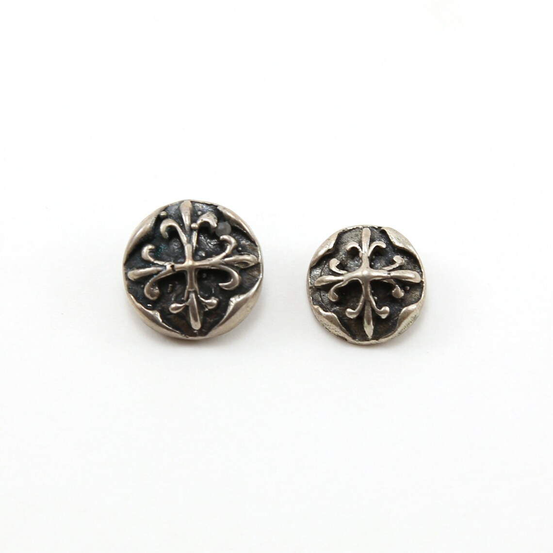 Fancy Wax Seal Cross Button in Sterling Silver Unique Artistic | Etsy