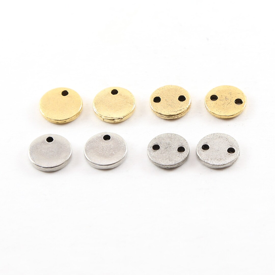 2 Pieces Thick 10mm Small Round Stamping Disc 1 Hole or 2 Hole Dainty ...
