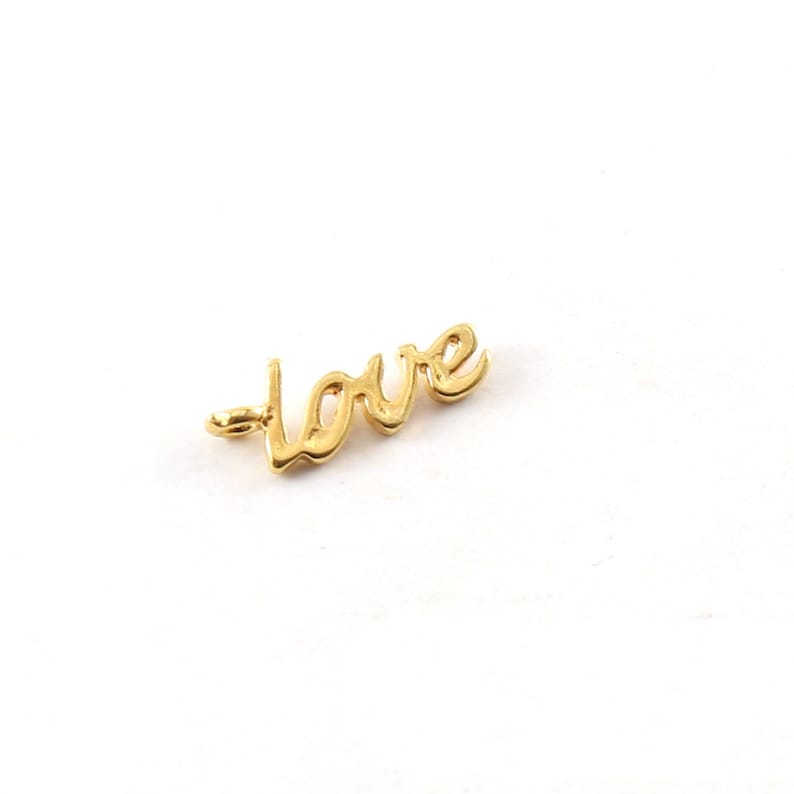 Tiny Cursive Love Cut Out Word Charm Vermeil Gold Rose Gold | Etsy
