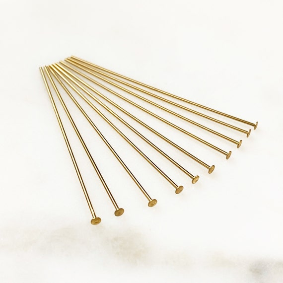 10 Pieces 2 Inch Thick Head Pin 20 Gauge Gold Filled Stringing | Etsy