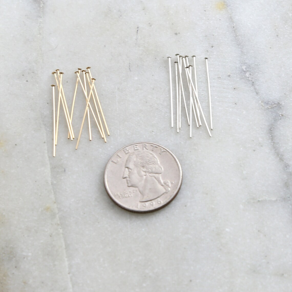 10 Pieces 1 Inch Flat Head Pin 24 Gauge 14K Gold Filled or | Etsy