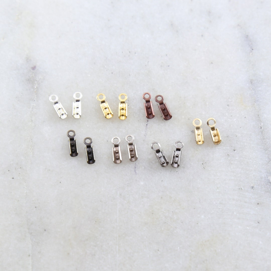5 Sets - 10 Pieces Small 1mm Opening Base Metal Beading Chain End Cap ...