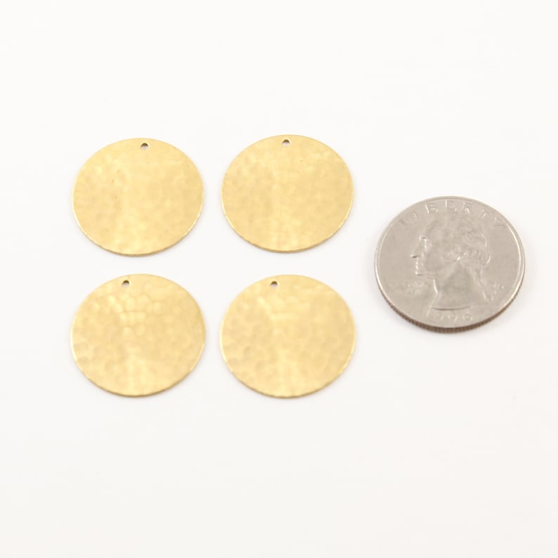 4 Pieces 22mm Raw Brass Hammered Textured Coin Circle Round | Etsy