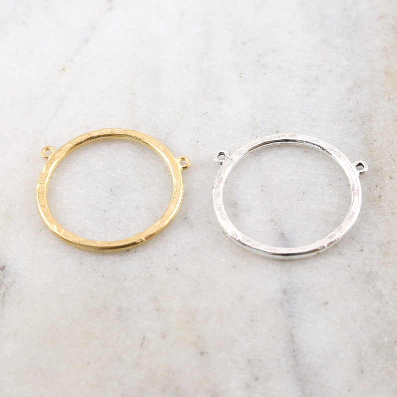 Large Textured Pewter Base Metal Hammered Double Top Loop Open - Etsy