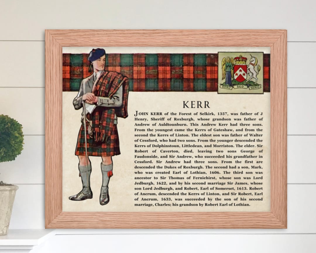 Clan Kerr Scottish Clan Wall Art Print Vintage Scottish History Poster ...